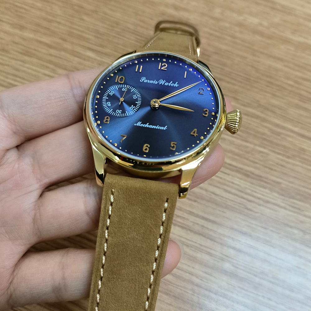 44mm Parnis Hand Winding Movement Men's Mechanical Watch Small Second ...