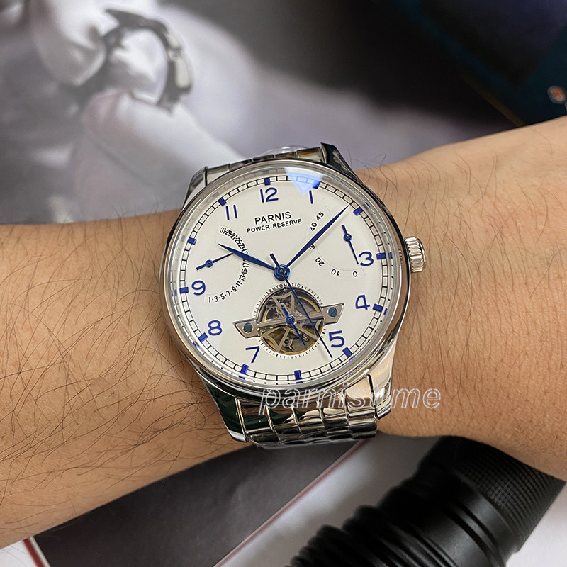 43mm Parnis Automatic Movement Men's Boys Casual Watch Power Reserve ...