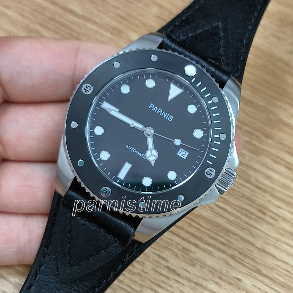 43mm Parnis Men Automatic Mechanical Watch Stainless Steel Case ...